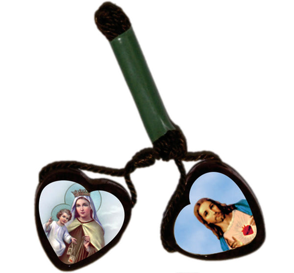 Pack of 6 pcs - Catholic Wear Wooden Brown Large Heart Shape Scapular ...