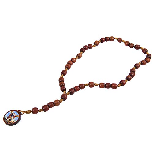 Saint Michael Cherry Wood Beads Prayer Chaplet with Wood Medallion – Catholica Shop